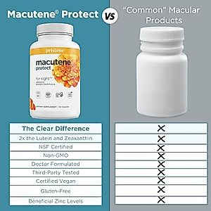 Natural Eye Health Vitamins with Bilberry Zeaxanthin Lutein - Macular Support Supplement, Formula Based On AREDS2® Clinical Trials Plus Carotenoids Quercetin EGCG - Macutene® Protect (60 Capsules)