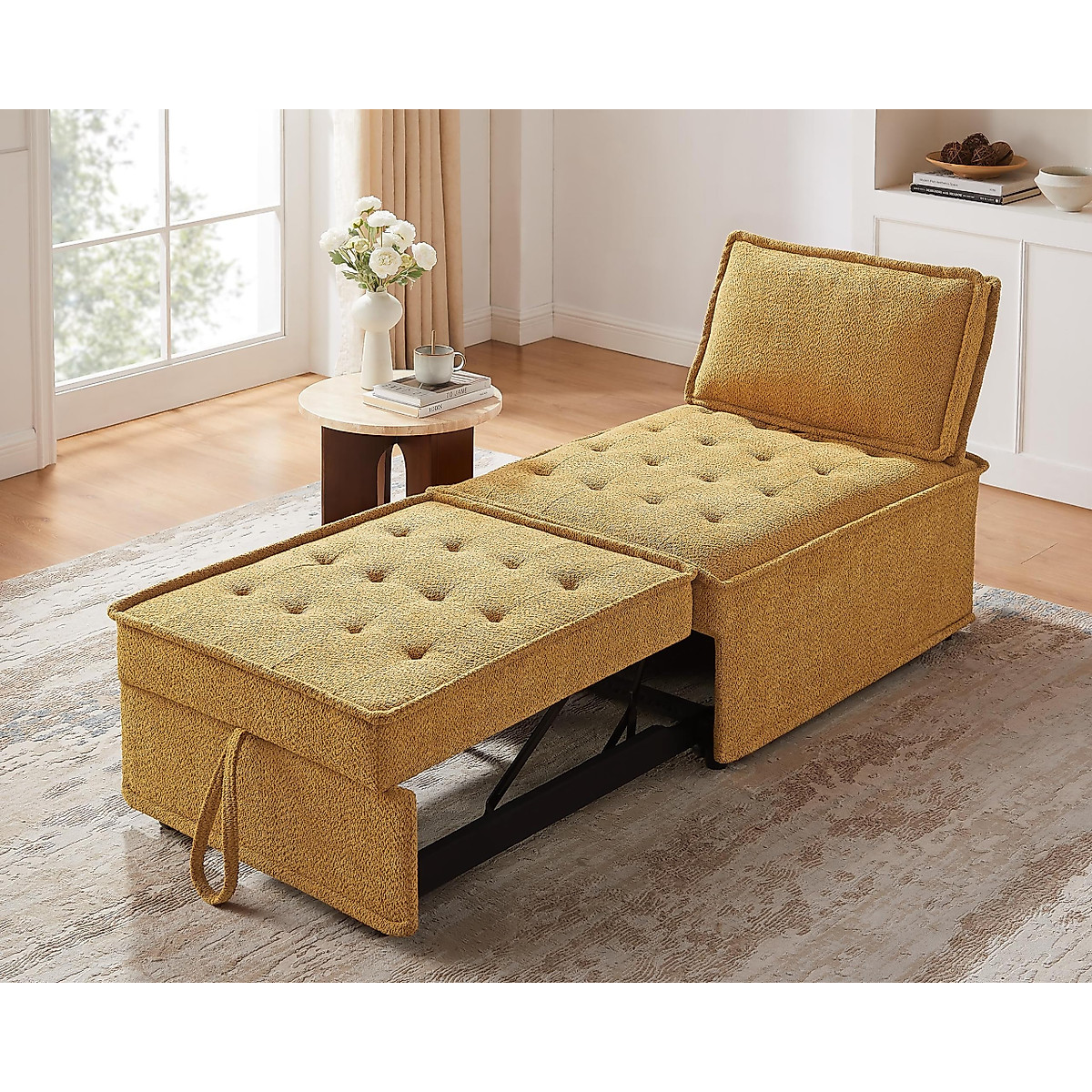 VANOMi Sleeper Chair, Convertible 3-in-1 Chair Sofa Bed, Boucle Pull-Out Bed with Adjustable Backrest, Oversized Sleeper Chairs for Adults for Living Room Bedroom Small Spaces