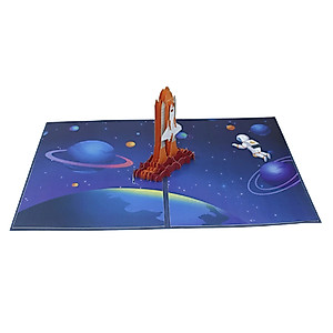 3D Space Shuttle Pop Up Greeting Card for Kids Spacecraft Spaceship Universe Science Lover,For All Occasion, Graduations, Happy Birthday Cards For Children, Son, College With Envelop,Size 6x8 Inch