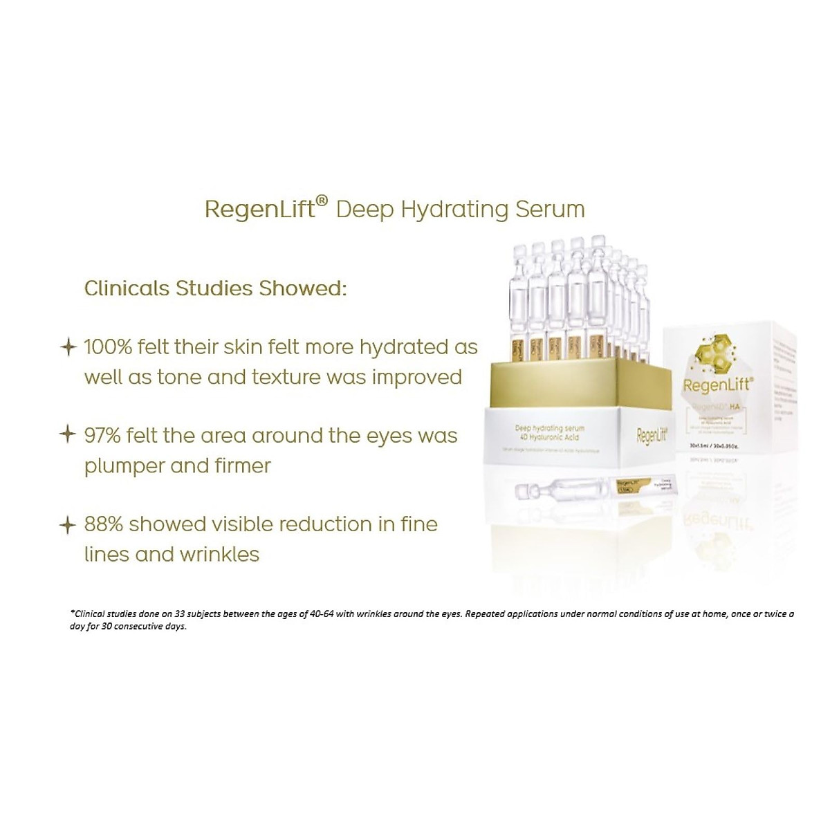 Regen4D Hyaluronic Acid Face Serum For Sensitive Skin, Anti Aging And Lifting Facial Serum, Skin Care Firming And Tightening Daily Mositurizer For Women And Men, Dermatologist Tested