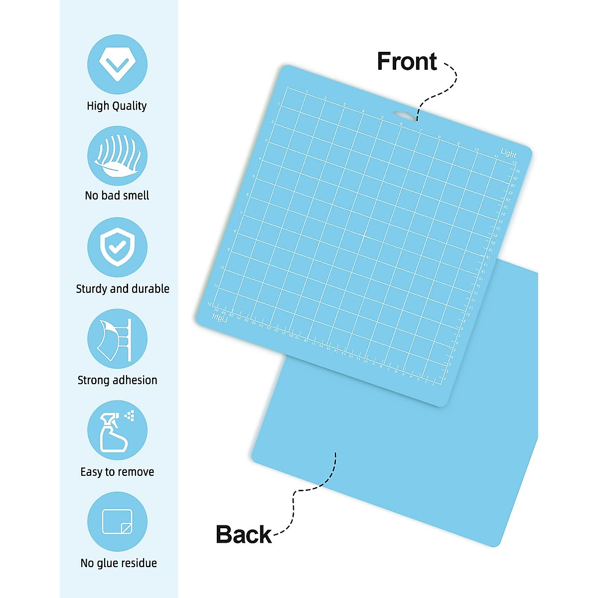 Gwybkq Cutting Mat for Cricut Maker 3/Maker/Explore 3/Air 2/Air/One 12 Pack 12x12 Adhesive Sticky Light Cut Mats Replacement Accessories Quilting Scrapbooking & Stamping Supplies Blue