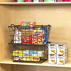 SimpleHouseware 2 Pack Stackable Single Wire Basket, (11.5 x 15 x 7.5 in)