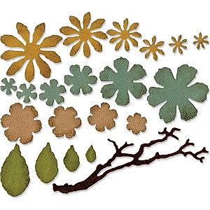 Sizzix, Multi Color, Thinlits Die Set 661806, Tattered Florals by Tim Holtz, 21 Pack, One Size (SIZ661806)