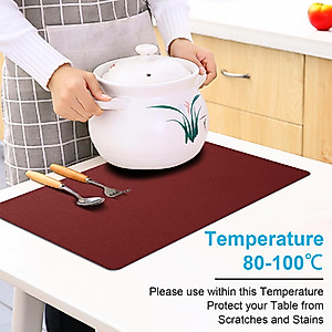 PARYEAH Faux Leather Placemats Set of 6, Two-Sided placemat with Coaster Heat Resistant Placemats for Dining Table Waterproof Wipeable Washable Table Mats (Red & Grey, Set of 6)