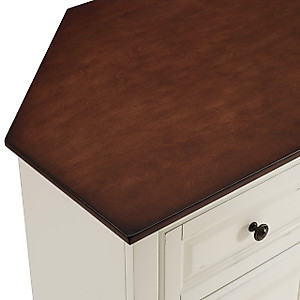 Crosley Furniture Shelby 60" Corner TV Stand, White with Mahogany Top