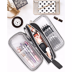 Large Capacity Pencil Case, Expandable Zipper Pencil Pouches, 3 Compartments Canvas Pencil Box, Cute Pencil Pouch, Ortable Stationery Pen Bag for Work And Study