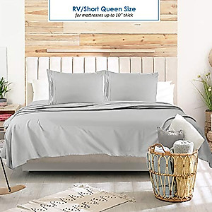 Nestl Light Grey RV Queen Sheets – Super Soft RV Short Queen Sheets for RV Camper, 4 Piece 1800 Microfiber Fitted RV Sheets, Double Brushed RV Bed Sheets Set, Camper Sheets and Pillowcases