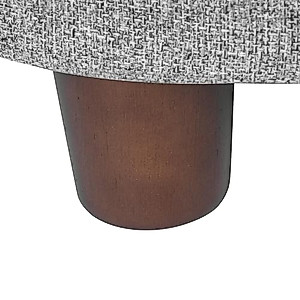 Homepop Home Decor | Upholstered Round Storage Ottoman | Ottoman with Storage for Living Room & Bedroom, Light Gray Tweed Large