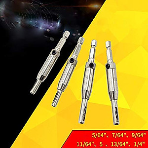 Self Centering Drill Bit with Hex Key 8 Pack, Hinge Set Tools Hole Alignment Bits 5/64'' 7/64'' 9/64'' 11/64'' 13/64'' 5mm 1/4'' for Woodworking Steel Metal