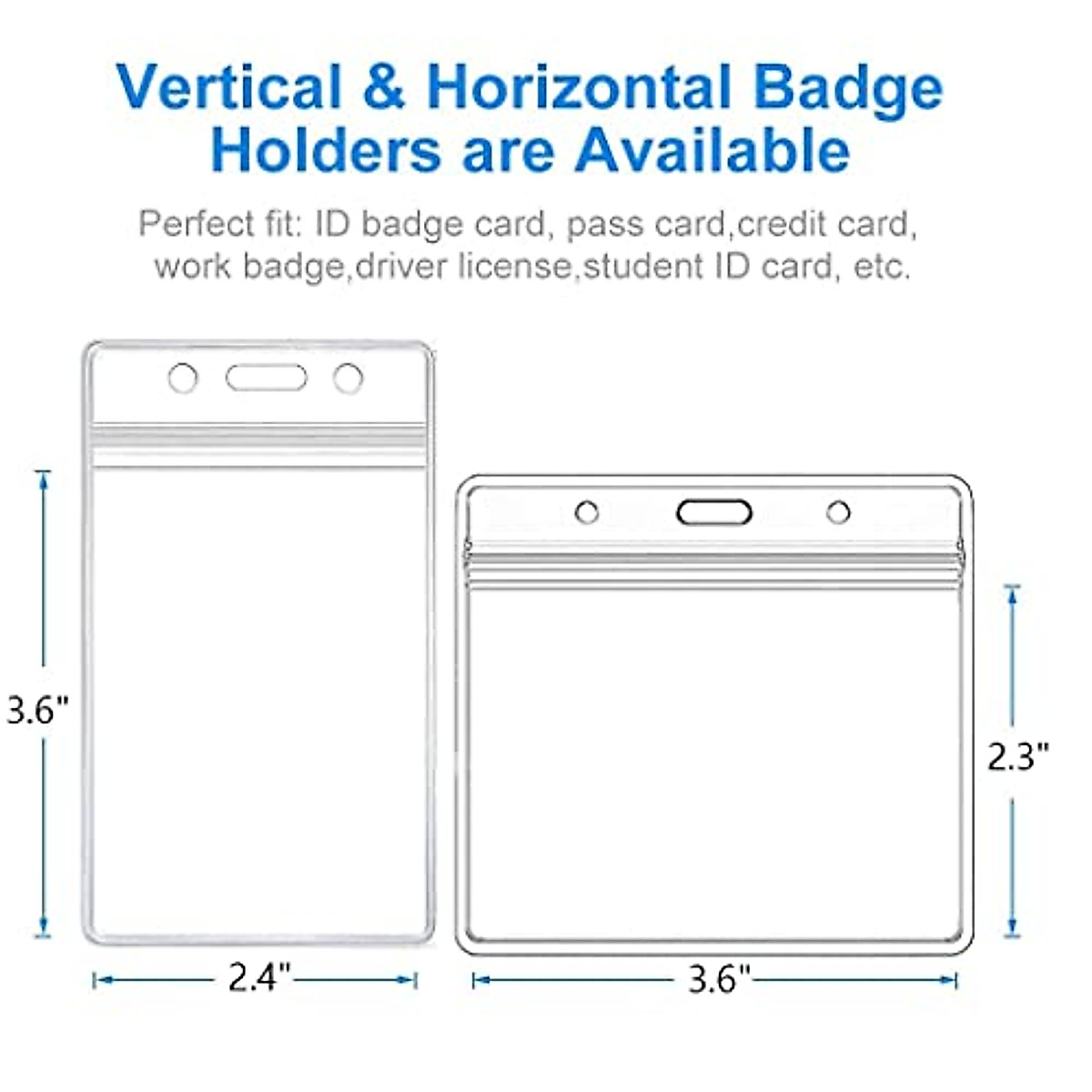 YENGON 6 Pcs ID Card Holders, Vertical & Horizontal ID Badge Holder, Premium Clear Plastic ID Holders for Badges, Card Protector Waterproof for Work ID Card ( Horizontal Vertical)