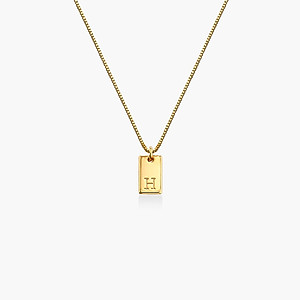 Oak&Luna - Willow Tag Initial Necklace - Personalized Customized Letter Pendant - Dainty Jewelry Gift for Women, Her - For Mother's Day, Christmas