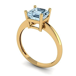 Clara Pucci 1.50 ct Asscher Cut Solitaire Natural Swiss Blue Topaz VVS1 Engagement Bridal Promise Anniversary Ring 18k Yellow Gold 4.5