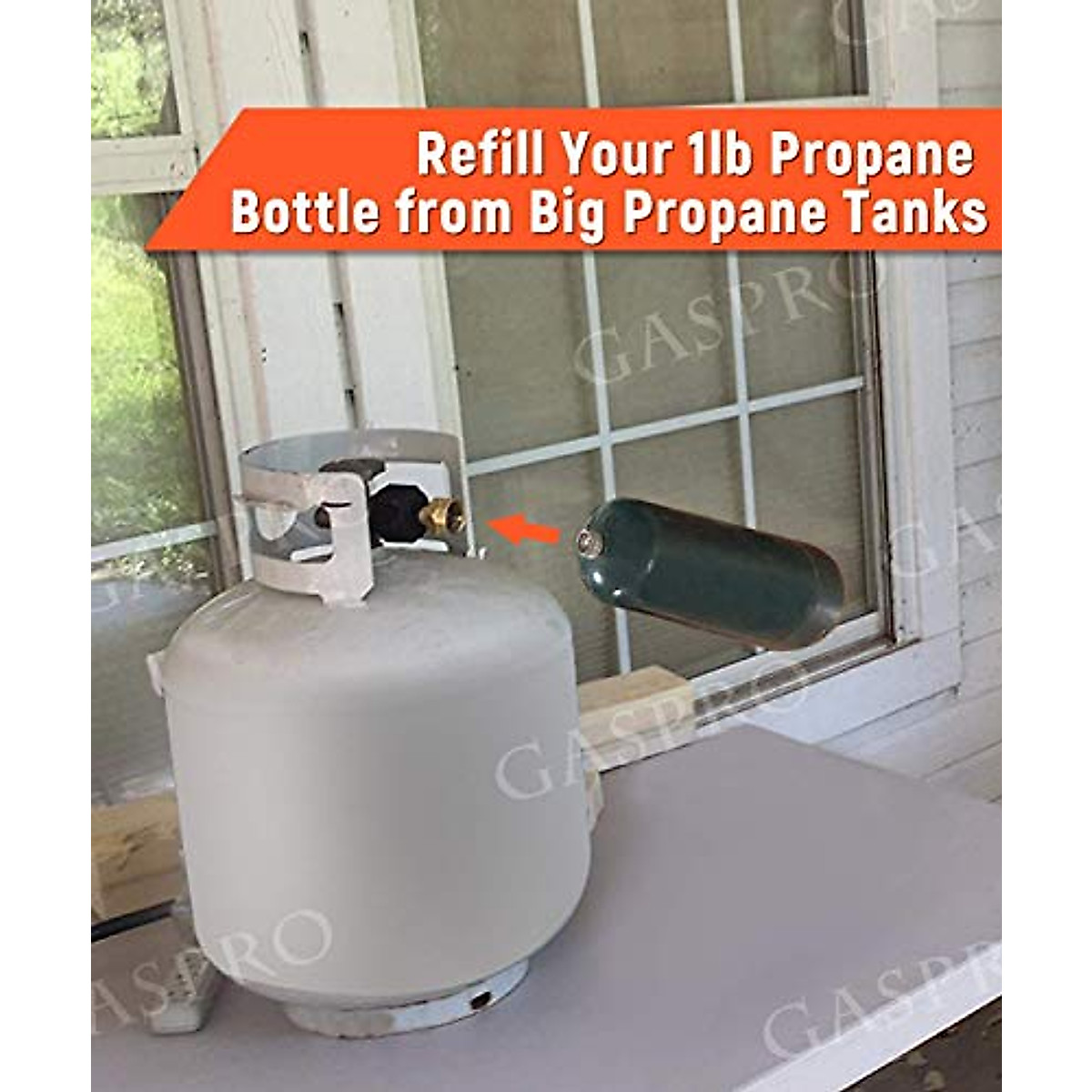 GASPRO Propane Refill Adapter and 5 FT Braided POL Propane Hose Adapter with Gauge, for Coleman Camp Stove, Buddy Heater to LP Cylinder, POL Connection