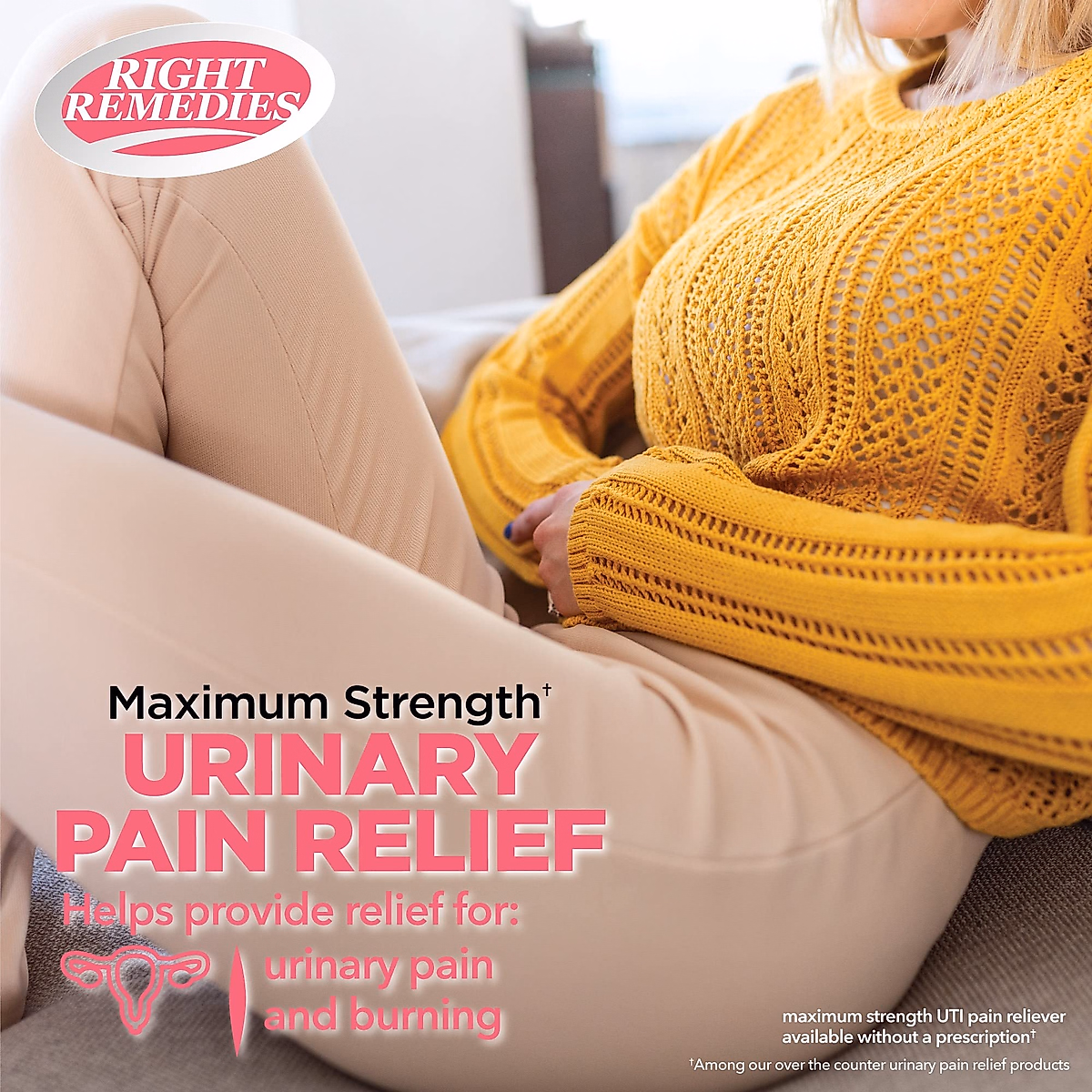 RIGHT REMEDIES Urinary Pain Relief Phenazopyridine HCl 99.5mg Tablets | Maximum Strength OTC for Fast Relief of UTI Pain, Burning and Bladder discomfort | Generic AZO Maximum Strength (72 Count)