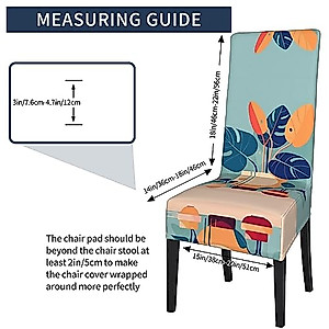 Blue Orange Turtleback Bamboo Pattern Elastic Polyester Ammonia Dining Chair Cover - Protection Cover for Dining Chair Removable