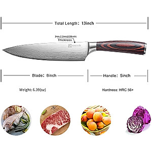 PAUDIN Chef Knife, Kitchen Utility Knife and Paring Knife