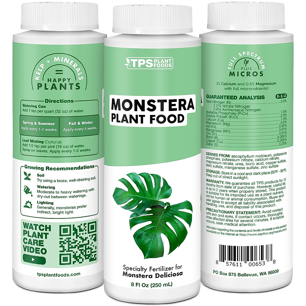Monstera Plant Food for Monsteras and Philodendrons, Tropical Houseplant Liquid Fertilizer 8 oz (250mL)