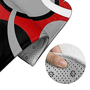 Vbcdgfg Bathroom Rugs Sets 3 Piece Modern Circles Swirls Gray Black Red Bathroom Rugs