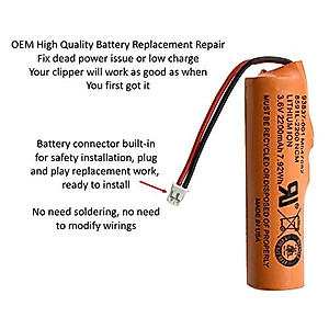 WirelessFinest Battery Replacement for Wahl Magic Clip Clipper Hair Cordless Designer Senior Sterling-4 Beretto Super Taper Part 93837-OO1 + Tool Repair Fix Dead Power Issue