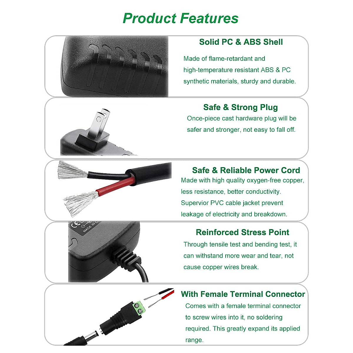 5V 3A 15W Power Supply 100V~240V AC to 5Volt DC Adapter with 5.5mm x 2.1mm Connector Plug for 2.5A 2A 1.5A 1A 500ma 300ma Led Strip, String Lights, CCTV Cameras, Security System