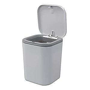 Idomy 0.5 Gallon Tiny Desktop Push-Button Trash Can, Mini Garbage Can, Gray