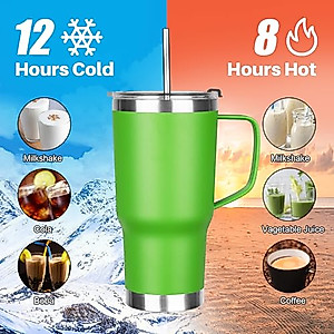 GUDEMAO 20 oz Tumbler with Handle, Stainless Steel Insulated Tumbler with Lid and Straw, Double Wall Vacuum Insulated Coffee Mug Tumbler, Insulated Coffee Thermal Cup for Cold and Hot (Bright Green)