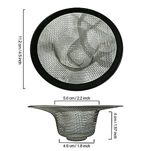 Sink Strainer 2Pcs Stainless Steel Metal Mesh Sink Drain Strainer Large Wide Brim 4.5"Diameter for Most Kitchen Sink Bathroom Bathtub Shower Room Balcony Drains