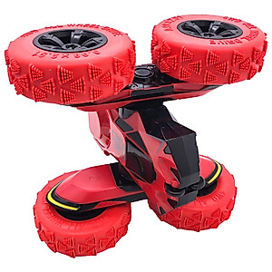 Threeking RC Stunt Car Remote Control Cars Toy Double-Sided Driving 360-degree Flips Rotating Cars Toys for Kids Boys Girls Ages 6+,Red