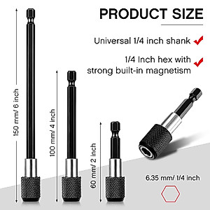 12 Pieces Drill Bit Extender Drill Bit Extension, Bit Holder For Impact Driver, Extension Bits for Drill Quick Release Extension, Socket Screwdriver Bit Holder Magnetic Extension Adapter Set