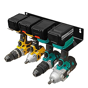 Poskad Power Tool Organizer,Cordless Drill Storage Rack Holds 4 Drills，Wall Mounted Storage Rack for Power Tools, Metal Power Tool Holder, Drill Holder Garage Tool Storage Rack (1 Pack)