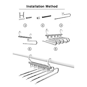 5 Tier Multi-Functional Space Saving Pants Hangers for Hanging Pants, Scarfs, Belts, Shirts, Etc. (Multiple Colors) (Grey)