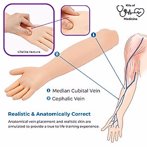 Phlebotomy Practice Kit | IV, Venipuncture, Phlebotomy Practice Arm | Perfect Phlebotomy Gifts For Medical Student and Nurse Student | Complete Phlebotomy Equipment and Supplies | EDUCATIONAL USE ONLY