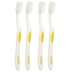 Shield Care Smokers Toothbrush with Hard Filaments, Elongated Neck Design, Removes Stains (Expert Care - Hard Bristles) - Adult Toothbrush – 4 Count (Pack of 1)