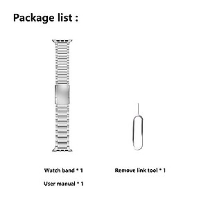 LDFAS Compatible for Apple Watch Band 49mm 45mm 44mm, Titanium Metal Watch Strap with Double Button Clasp for iWatch Bands Compatible for Apple Watch Ultra/SE, Apple Watch Series 8/7/6/5 Band, Silver