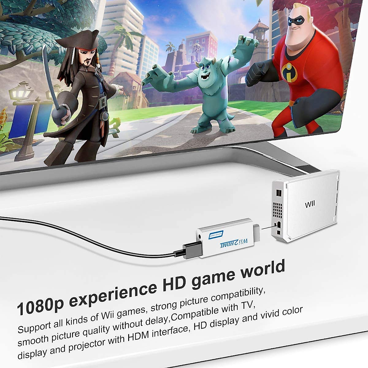 Green-state Wii to HDMI 720P / 1080P HD Output Upscaling Converter-Supports All Wii Display Modes to HDTV & Monitor