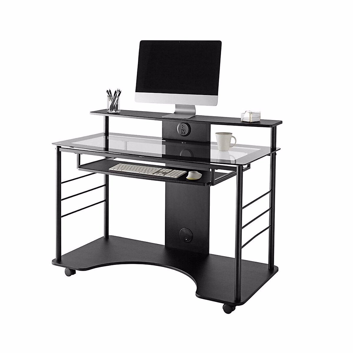 Realspace® 47"W Mobile Tech Desk, Black