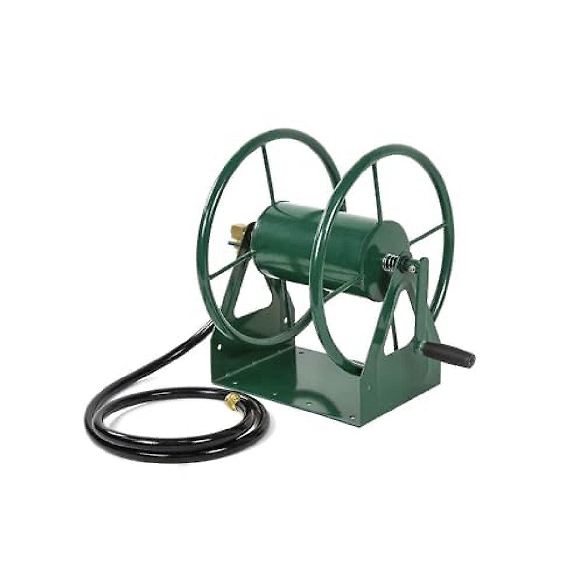 Amazon Basics Wall/Floor Mount Garden Hose Reel with 5-Ft. Leader Hose, Holds up to 200-Feet, Bronze,green