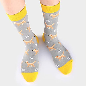 Knapfold Men's Golden Retriever Socks Funny, Dog Lovers Gifts, Novelty Casual Crew Socks