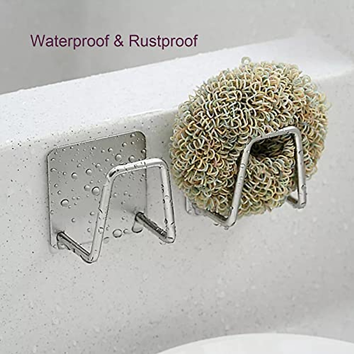 MAXGLAM 4 Pack Adhesive Sponge Holder Sink Organizers Caddy for Kitchen Accessories Quick Drying Mini Size Scrub Sponge Sus304 Stainless Steel Rust Proof Waterproof Save Space of Sink