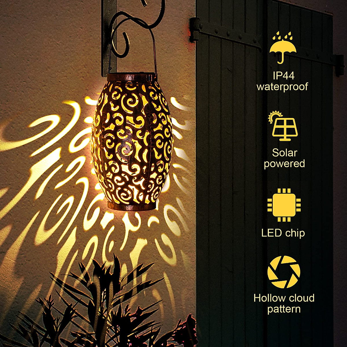 WENMER Solar Lantern Solar Hanging Lanterns Waterproof Outdoor Garden Solar Lanterns Outdoor Solar Powered Lantern Retro Metal for Patio Pathway Walkway Yard Christmas