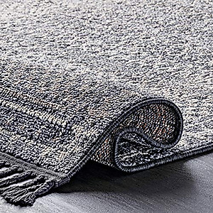 nuLOOM Claudia Diamond Tassel Runner Rug, 2' 6" x 12', Grey