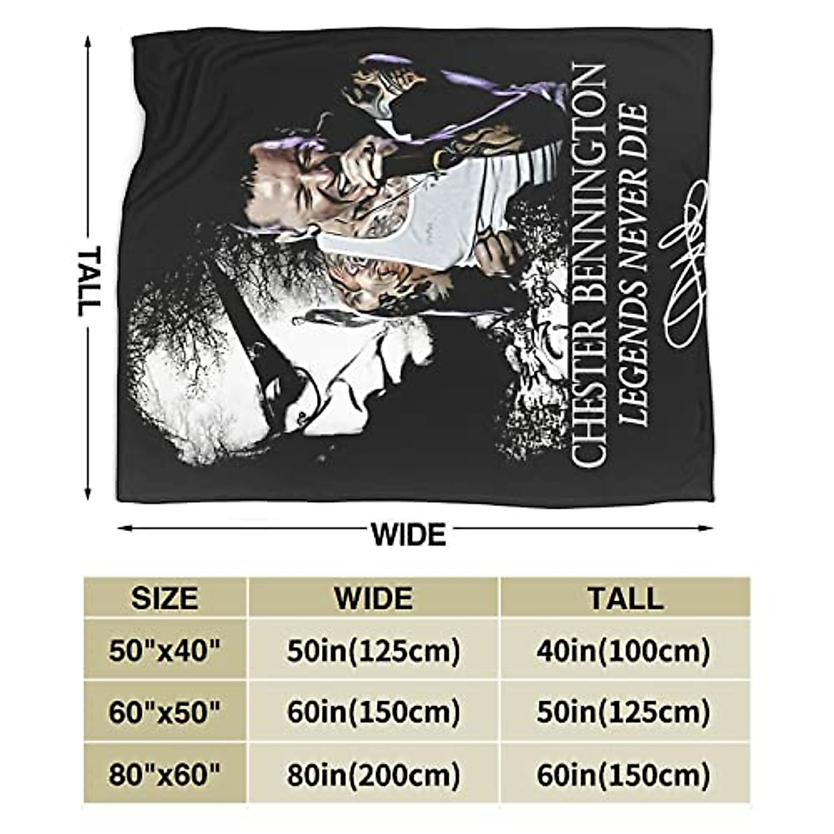 Chester Bennington Blanket Flannel Super Soft Fleece Lightweight Throw Blanket for Bed Couch Sofa Bedroom Warm Blanket 60"X50"