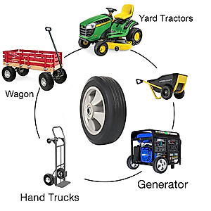 (2-Pack) AR-PRO 10" x 2.5" Flat Free Solid Rubber Tires and Wheel - 10 inch Solid Wheels with 5/8" Axles and 2.25 Offset Hub - Replacement Wheels for Hand Trucks Dolly and Wheelbarrows