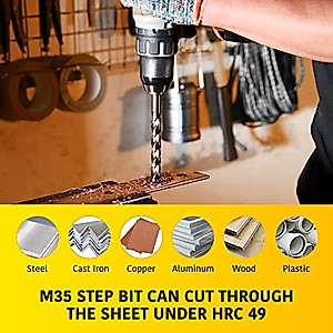 Anfrere 29pcs Cobalt Drill Bits Set, M35 Drill Bits for Cutting Hard Metal Hardened Steel Wood, Three Flute 1/16 to 1/2 Inch Twist Drill Bit Set for Corded or Cordless Power Drills Home Tools, 1029…