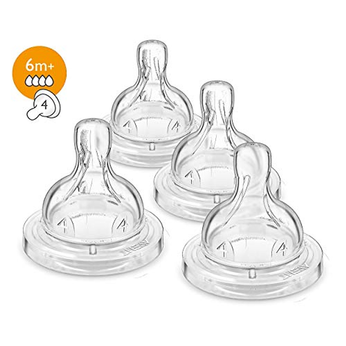 Philips Avent Anti-colic Baby Bottle Fast Flow Nipple, 4pk, Flow 4, SCF424/47