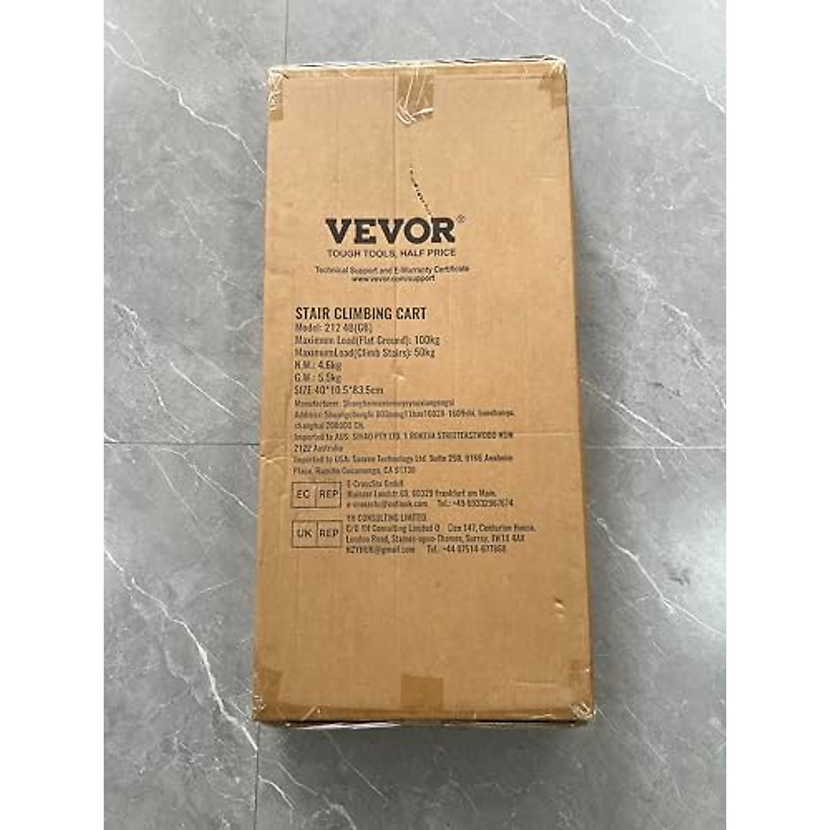 VEVOR Stair Climbing Cart, 220 lbs Capacity Hand Truck with Adjustable Handle, Folding Dolly Cart for Stairs, Stair Climbing Dolly Hand Carts with 10 Wheels for Shopping, Moving, Office Use