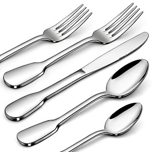 HaWare 18/10 Stainless Steel Flatware, 40-Piece Silverware Set for 8, Premium Cutlery Set for Home Restaurant, Include Knife Fork Spoon, Ergonomic Design Eating Utensils Tableware, Dishwasher Safe