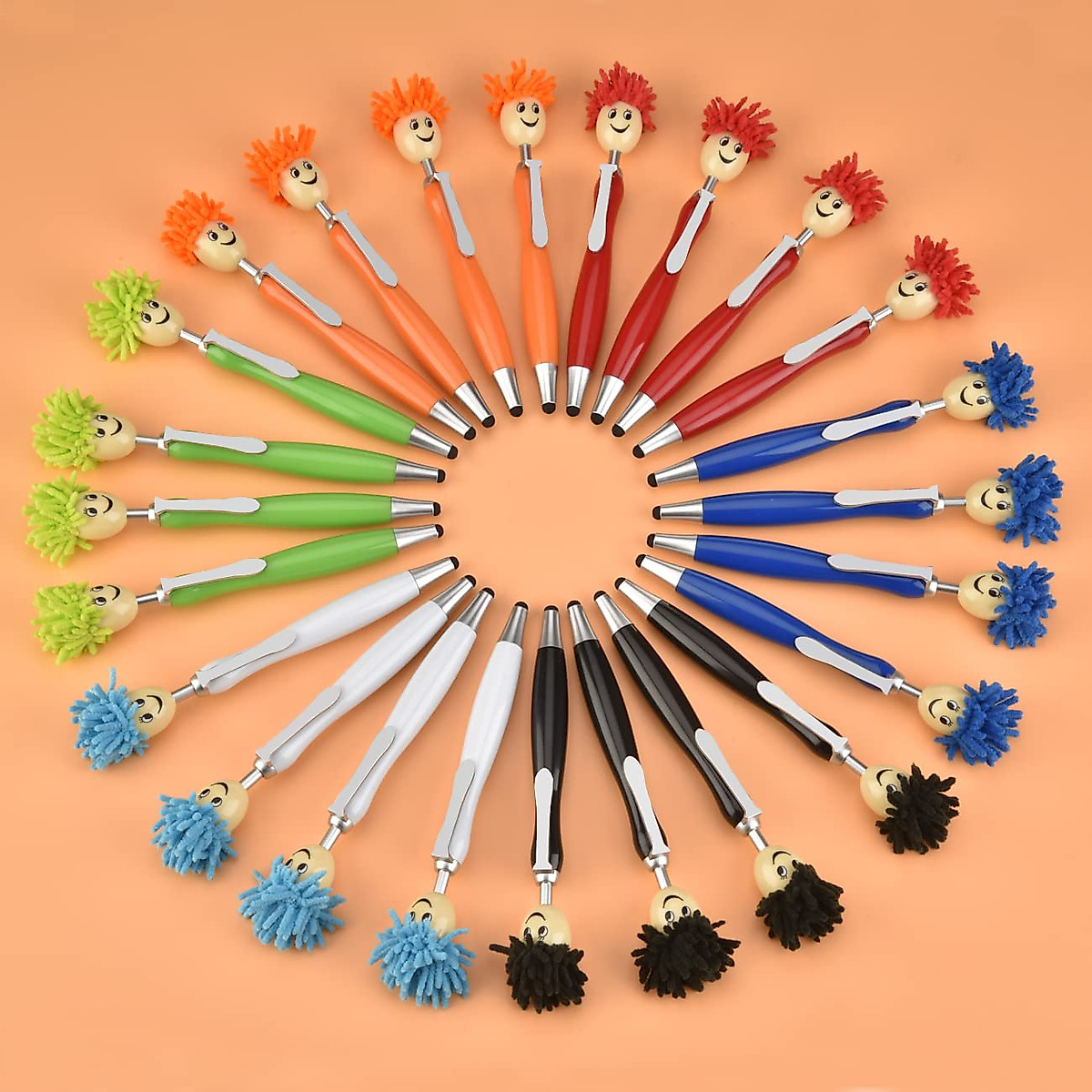 3-in-1 Stylus Pen Screen Cleaner Ballpoint Pen for School and Office Mop Head Pen with Pen Case (24)