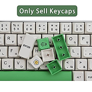 TsungUP Keycaps, 137 Keycaps PBT Keycaps Dye-Sublimation Japanese Keycaps XDA Profile For Mechanical Gaming Keyboard 61/64/68/74/84/87/96/980/104/108 (Avocado and Milk)