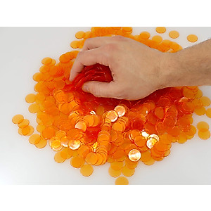 Regal Bingo Plastic Bingo Chips 500 Pcs - Clear Transparent Counters Game Chips Set for Board Game - Fun Bingo Night - 3/4 Inch Orange Color